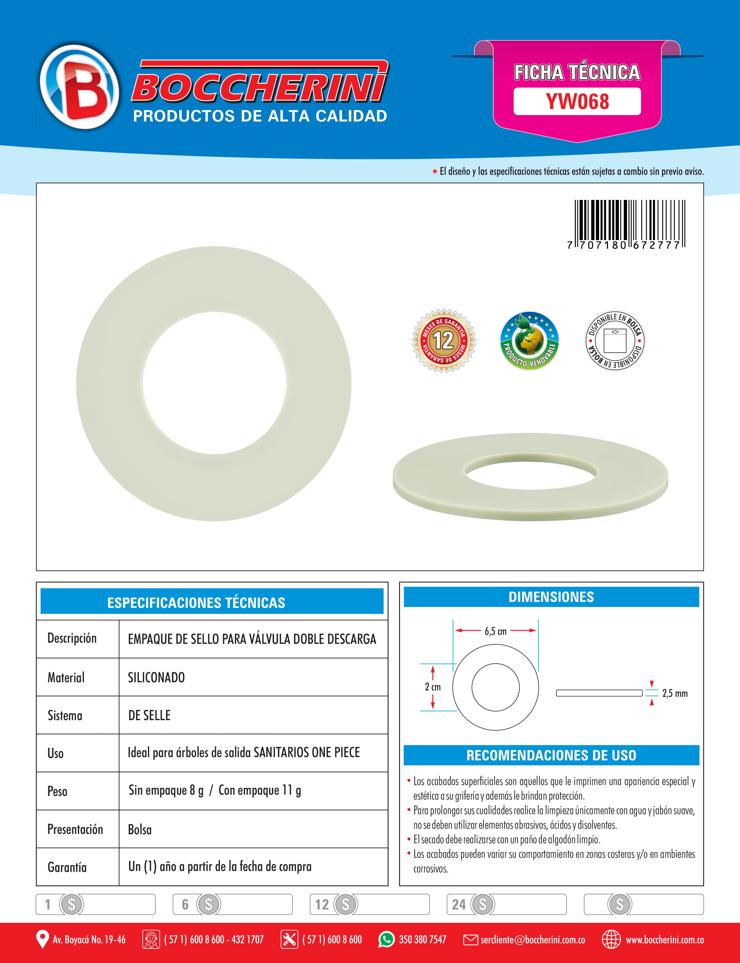 EMPAQUE DE SELLO PARA VALVULA DOBLE DESCARGA